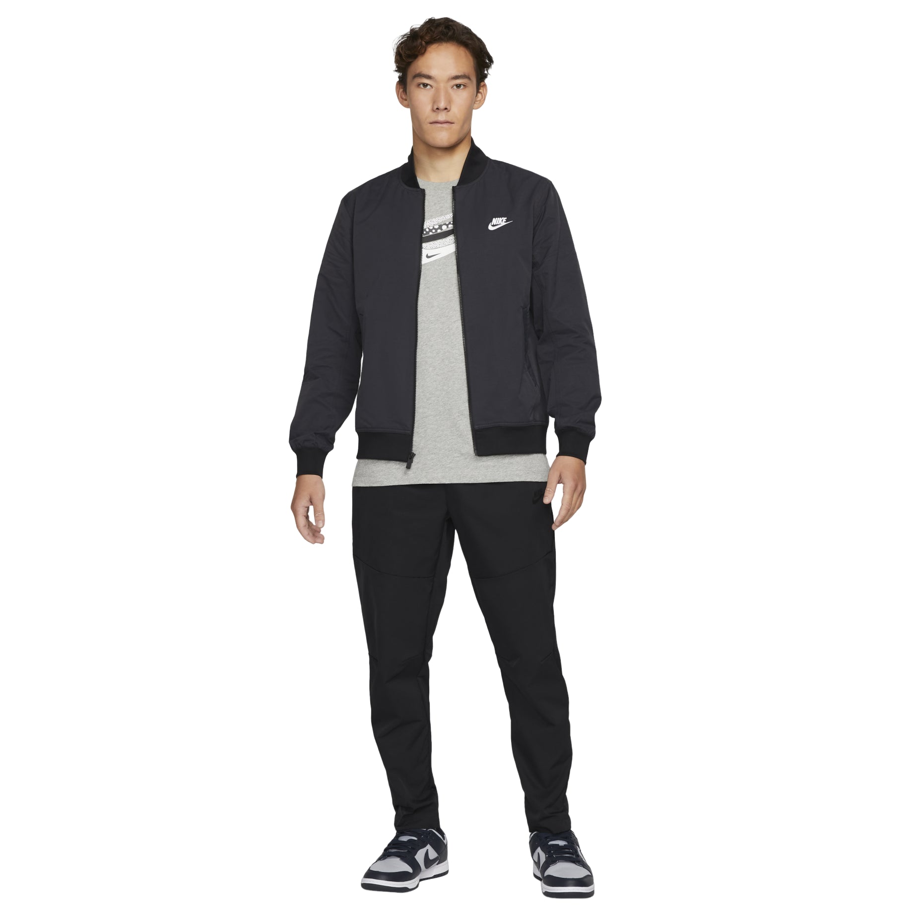 NIKE Nike Logo Stand Collar Bomber Jacket